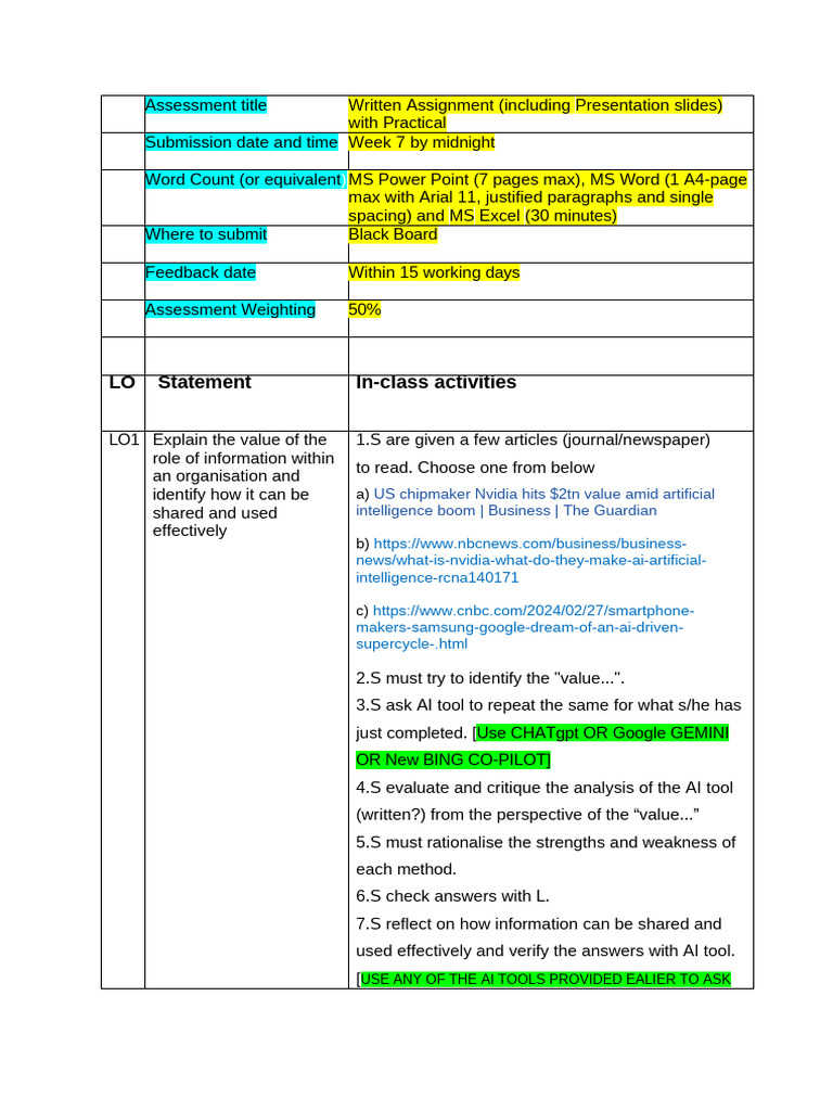 ICT A1 Assignment Support | PDF | Microsoft Word | Microsoft Excel