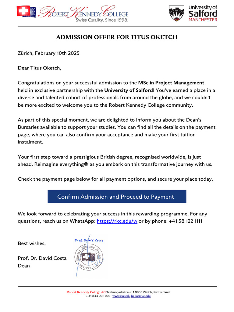 Admission Offer 10 Feb 2025 | PDF | Fee | Payments