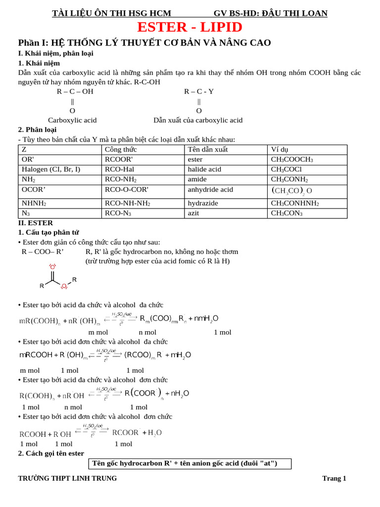 Chuyên Đề 1 Ester Lipid | PDF