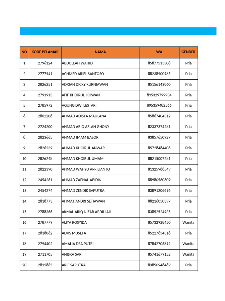 Data Pelamar Crew 2024 | PDF