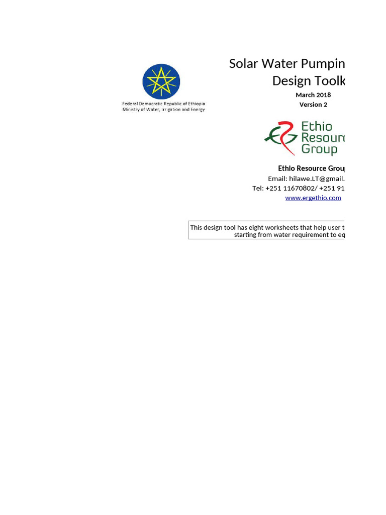 Solar Water Pump Design Toolkit | PDF | Pump | Photovoltaics