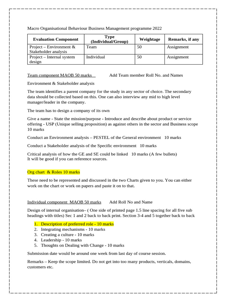 MAOB BMP Project Assignment Revised | PDF