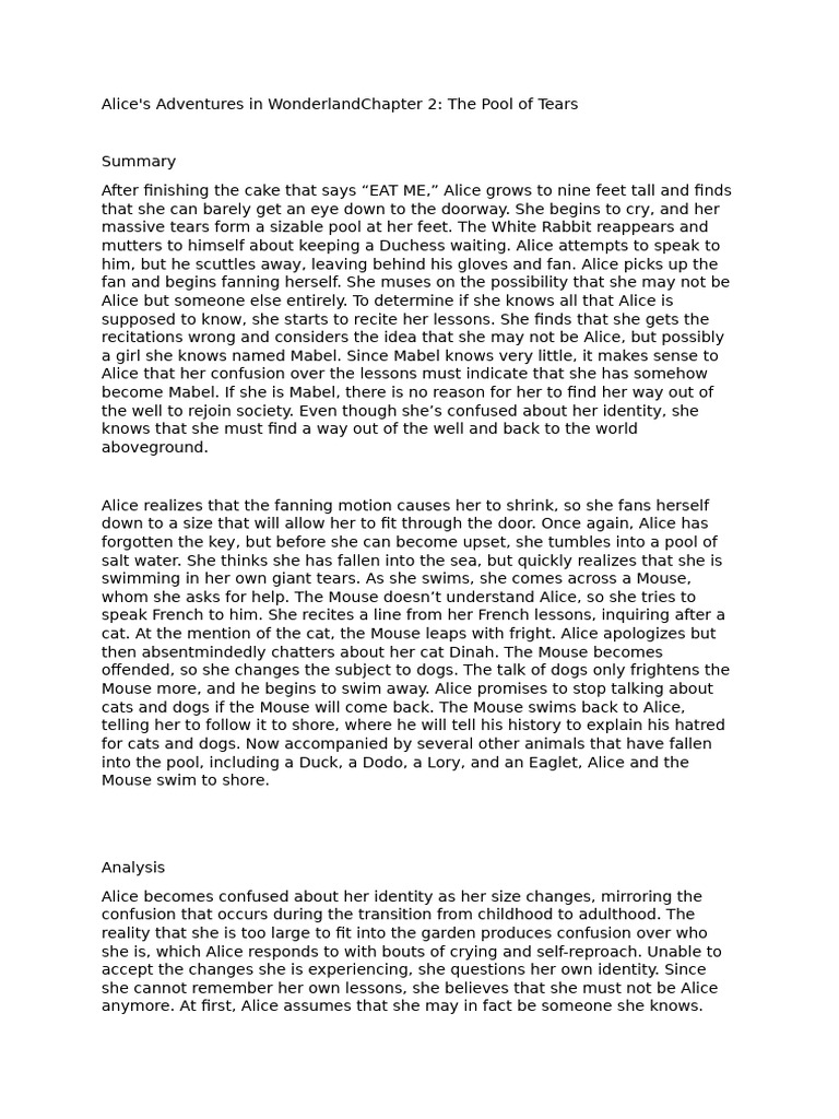 Alice in Wonderland Chapter 2 | PDF | Alice (Alice's Adventures In ...