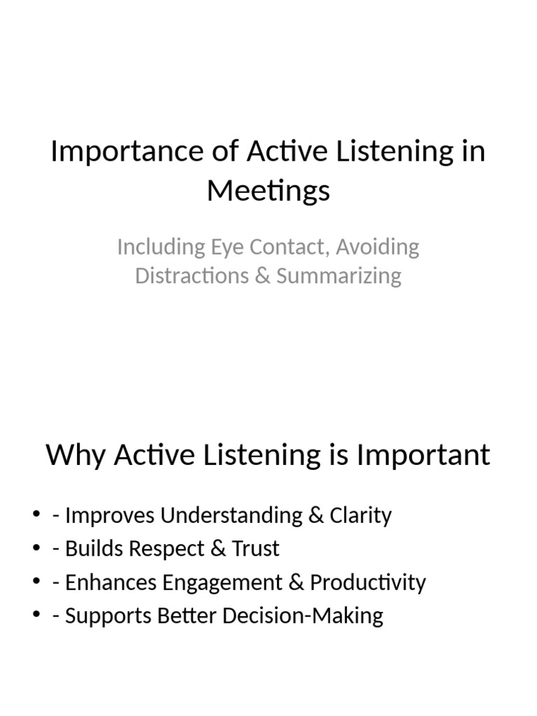 Active Listening in Meetings | PDF