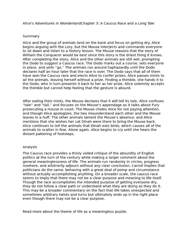 Alice in Wonderland Chapter 3 | PDF | Alice (Alice's Adventures In ...