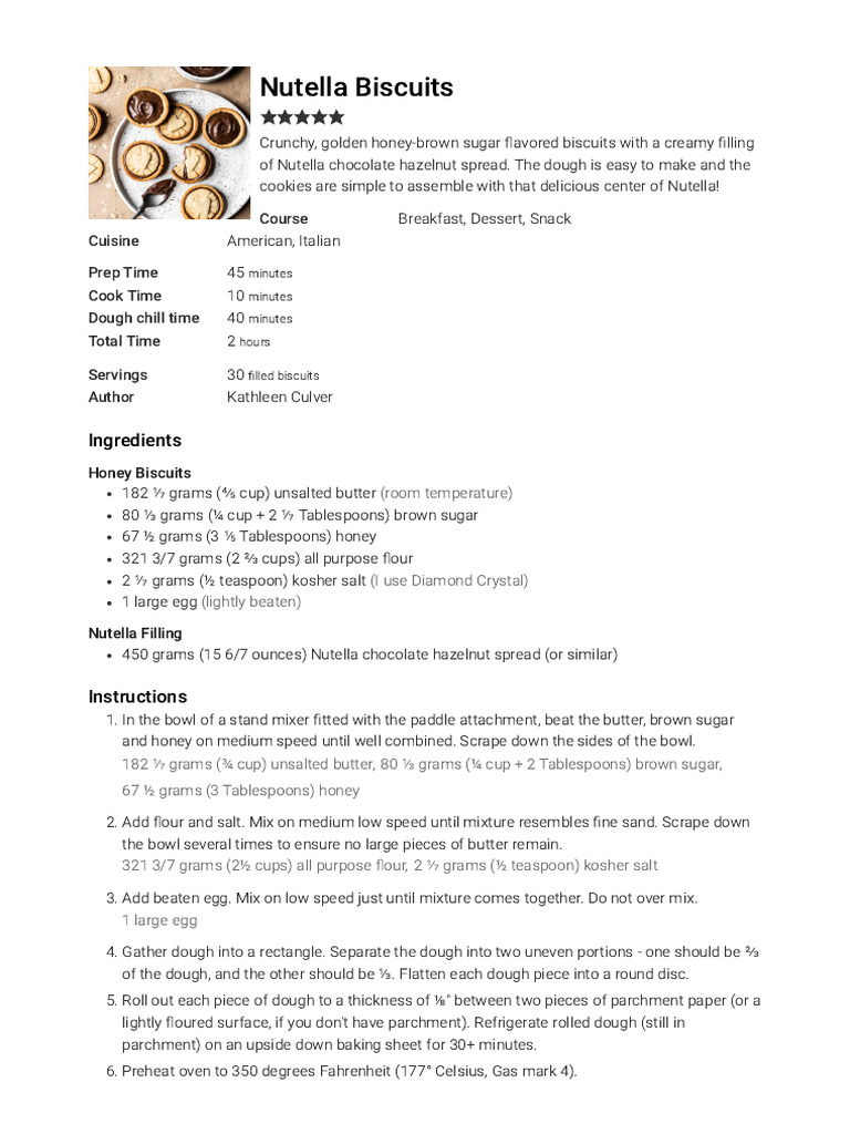 Nutella Biscuit Recipe Guide | PDF | Foods | Cooking