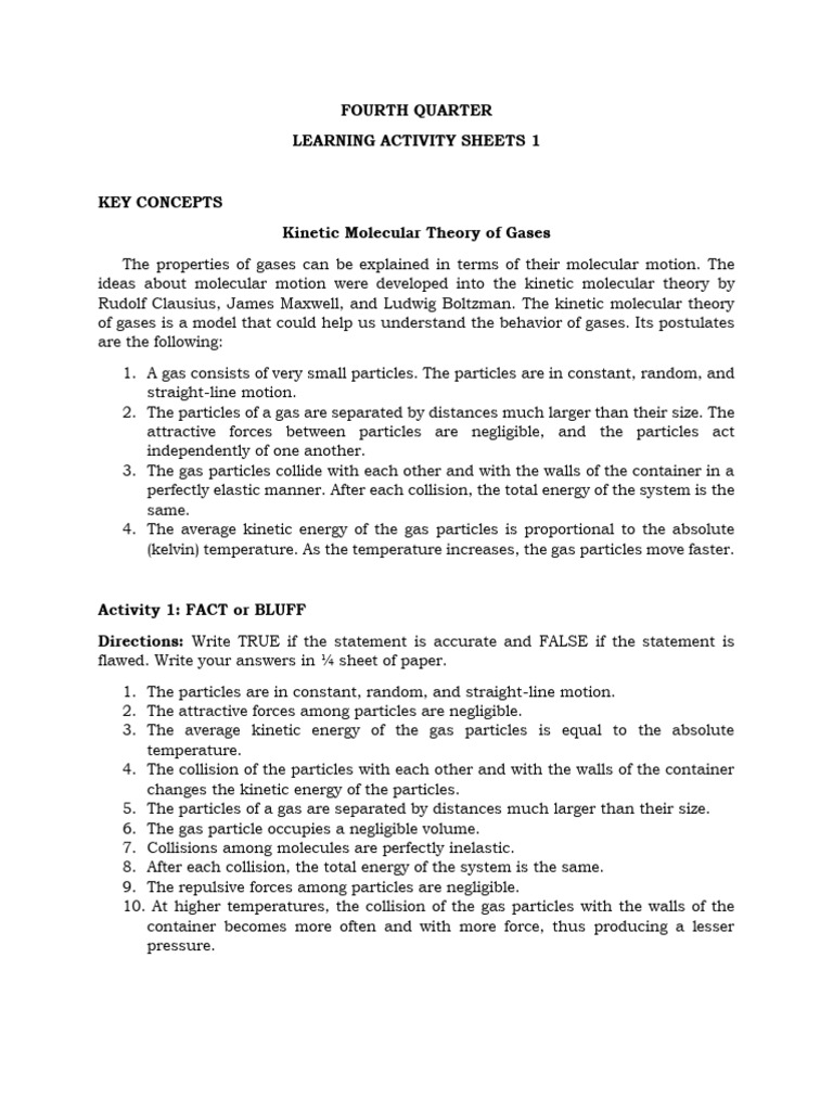 Learning Activity Sheet Quarter 4 | PDF