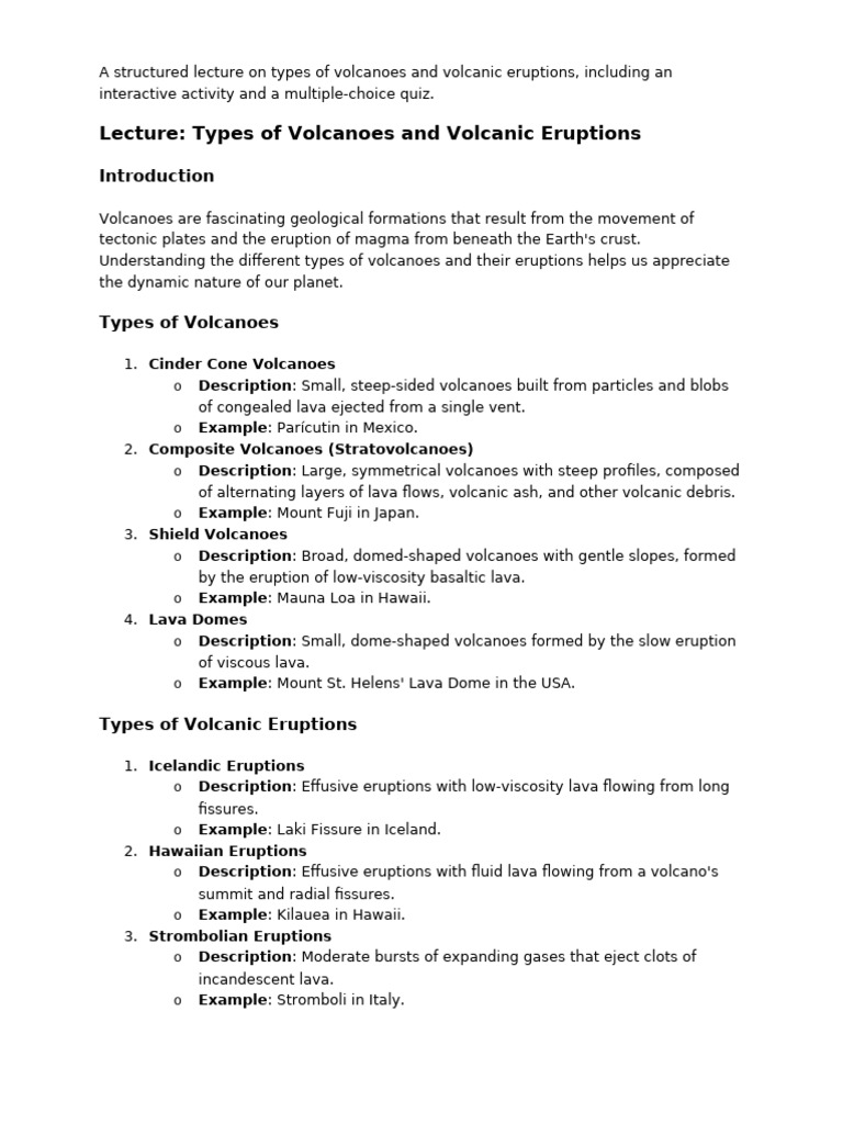 Lecture Note Physical Science | PDF | Types Of Volcanic Eruptions | Volcano