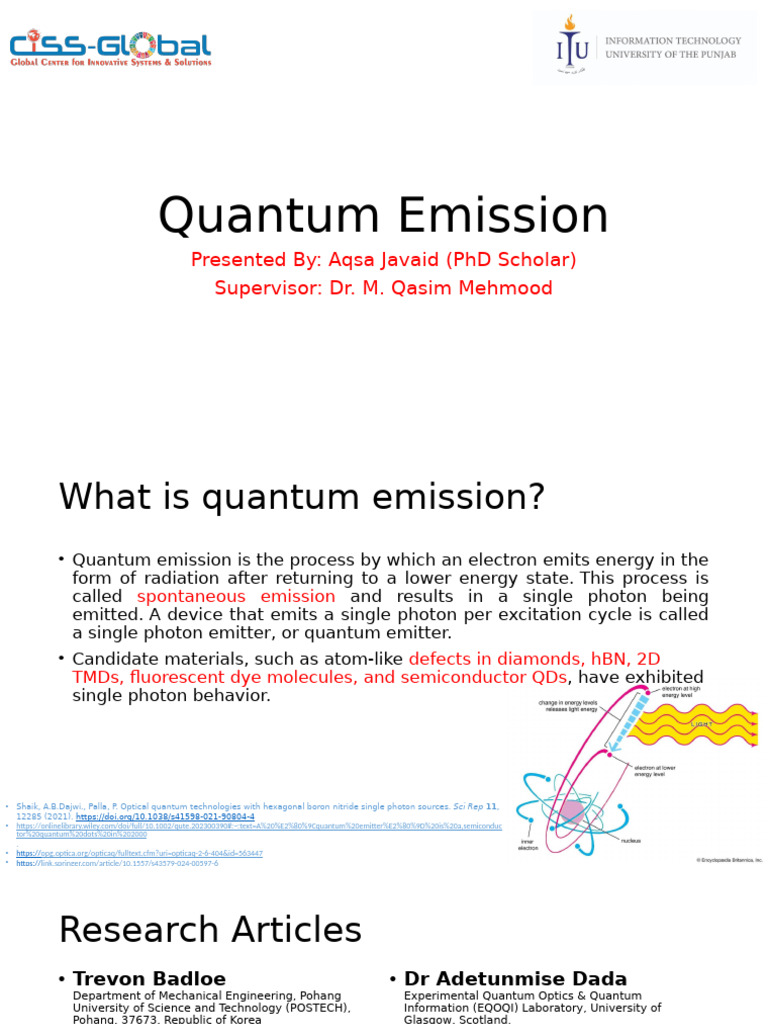 Quantum Emission Setups | PDF | Laser | Emission Spectrum