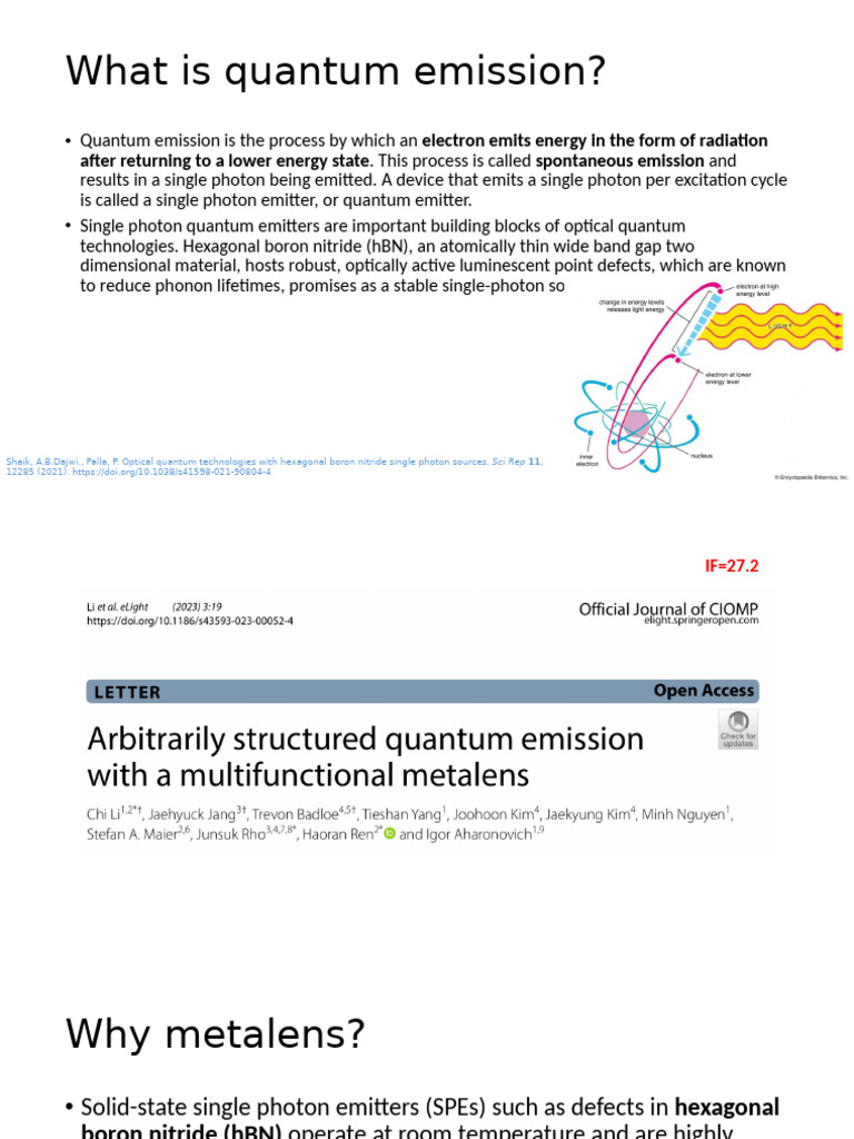 Quantum Emission | PDF | Photon | Emission Spectrum