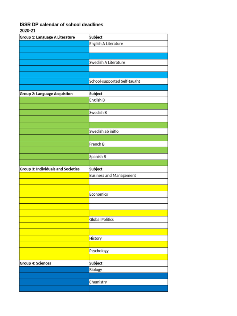 Student DP Calendar of School Deadlines | PDF | Liberal Arts Education ...