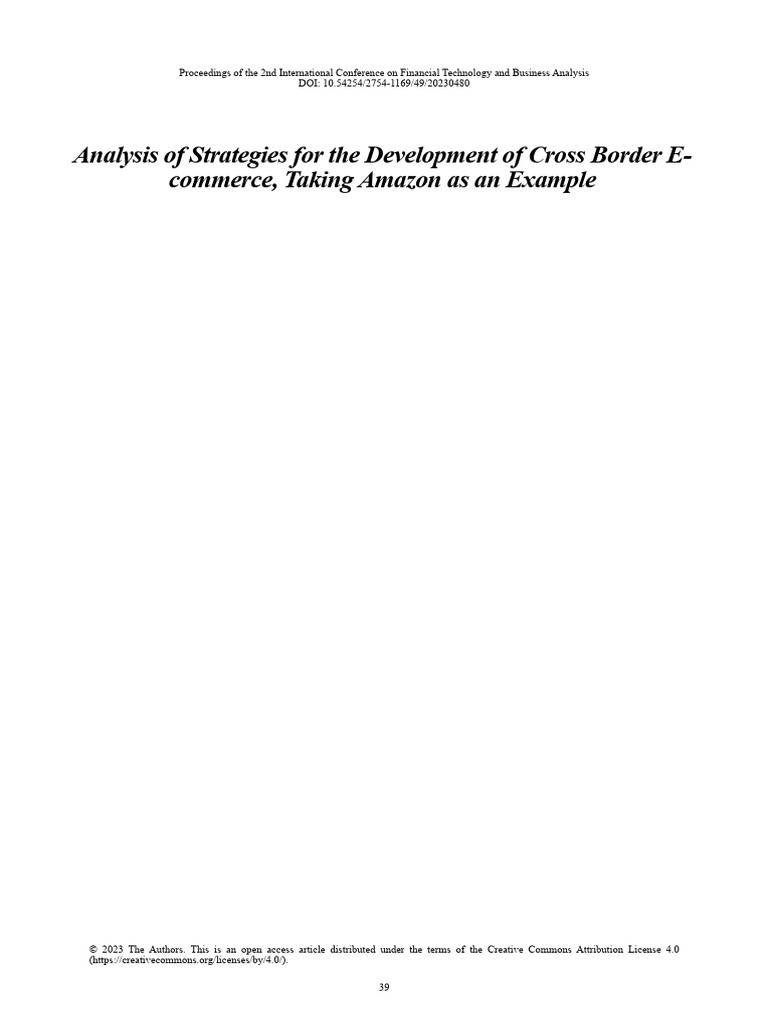 Analysis of Strategies For The Development of Cros | PDF | E Commerce | Online Shopping