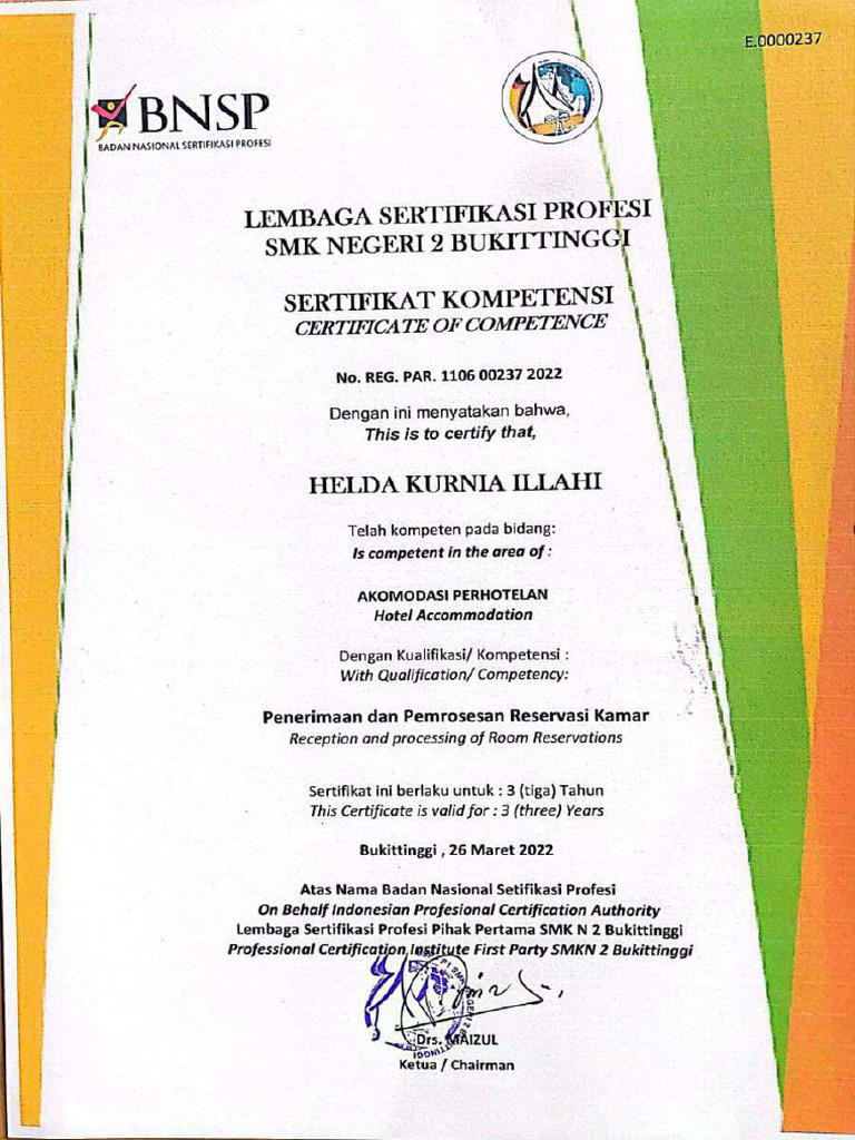 Sertifikat Profesi - Helda 2 | PDF