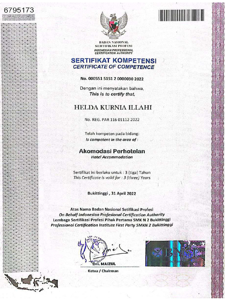 Sertifikat Kompetensi - Helda | PDF