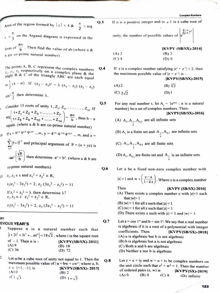Complex Numbers Exam Questions | PDF | Abstract Algebra | Arithmetic