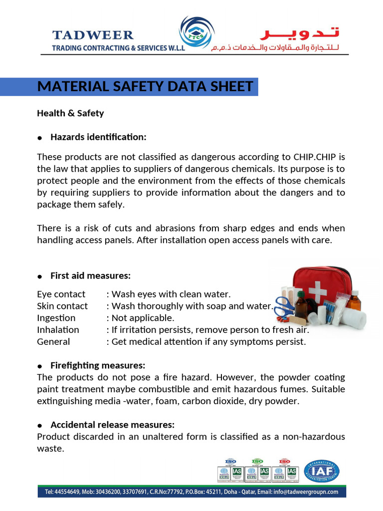 Material Safety Data Sheet Overview | PDF