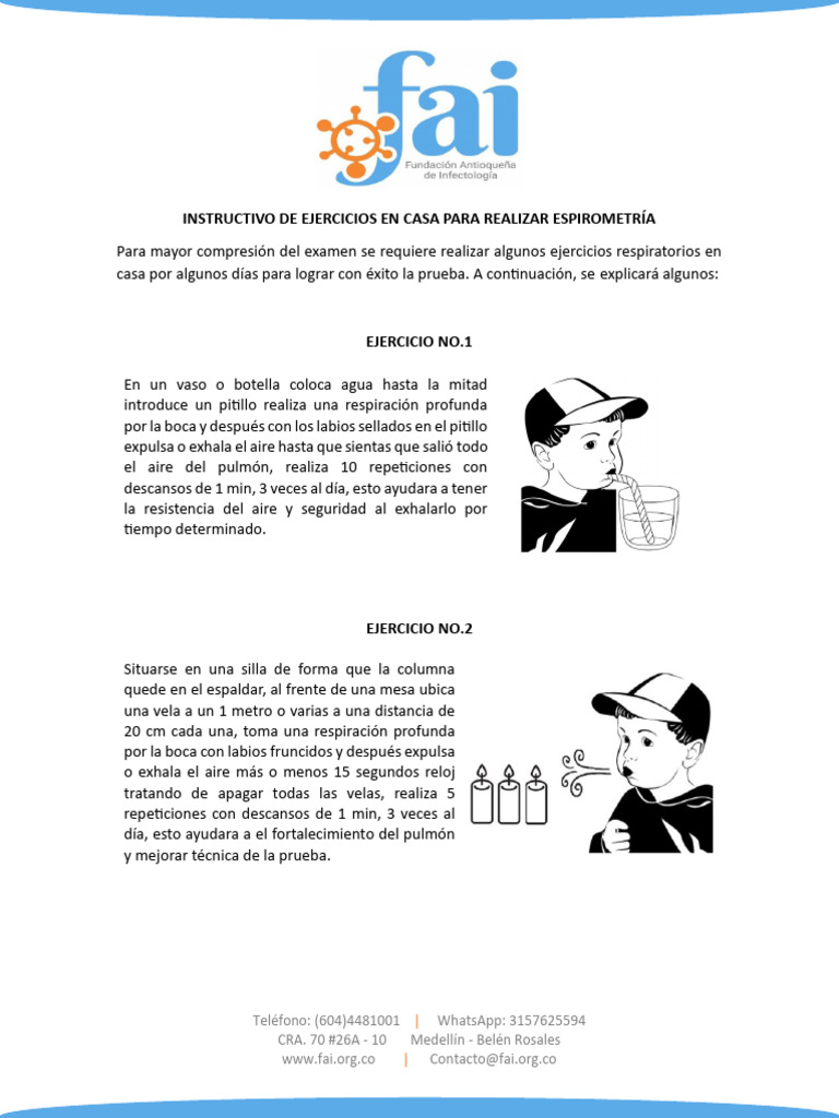 Instructivo de Ejercicios en Casa para Realizar Espirometria | PDF