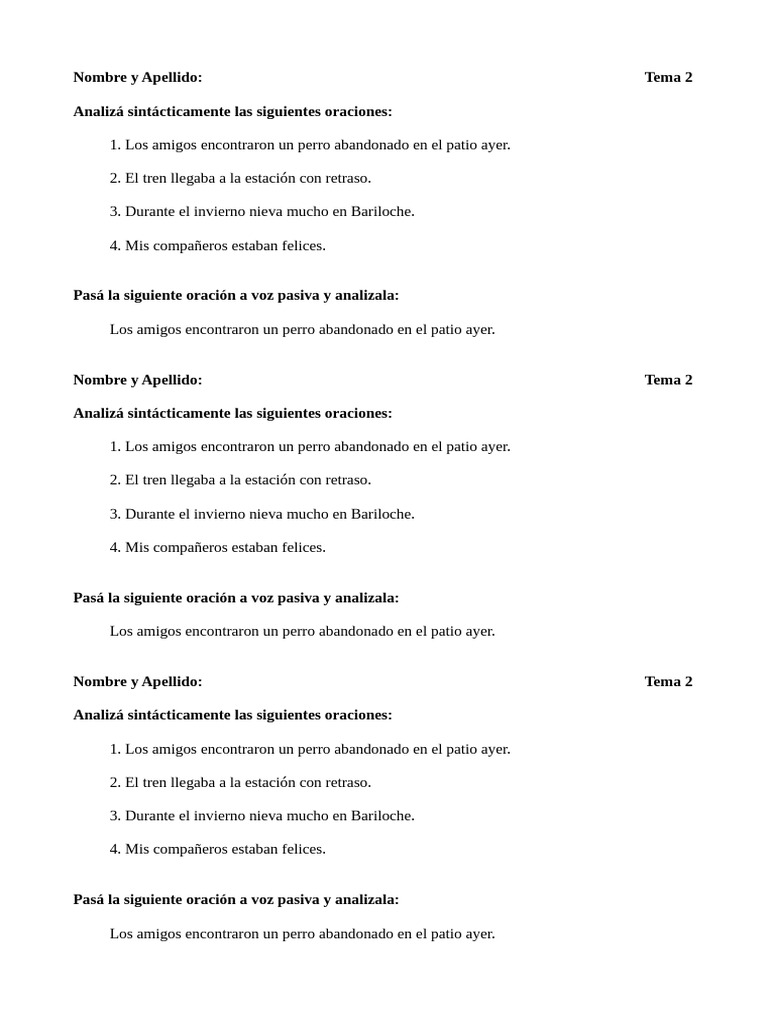 Evaluación Sintaxis 2º Tema 2 | PDF