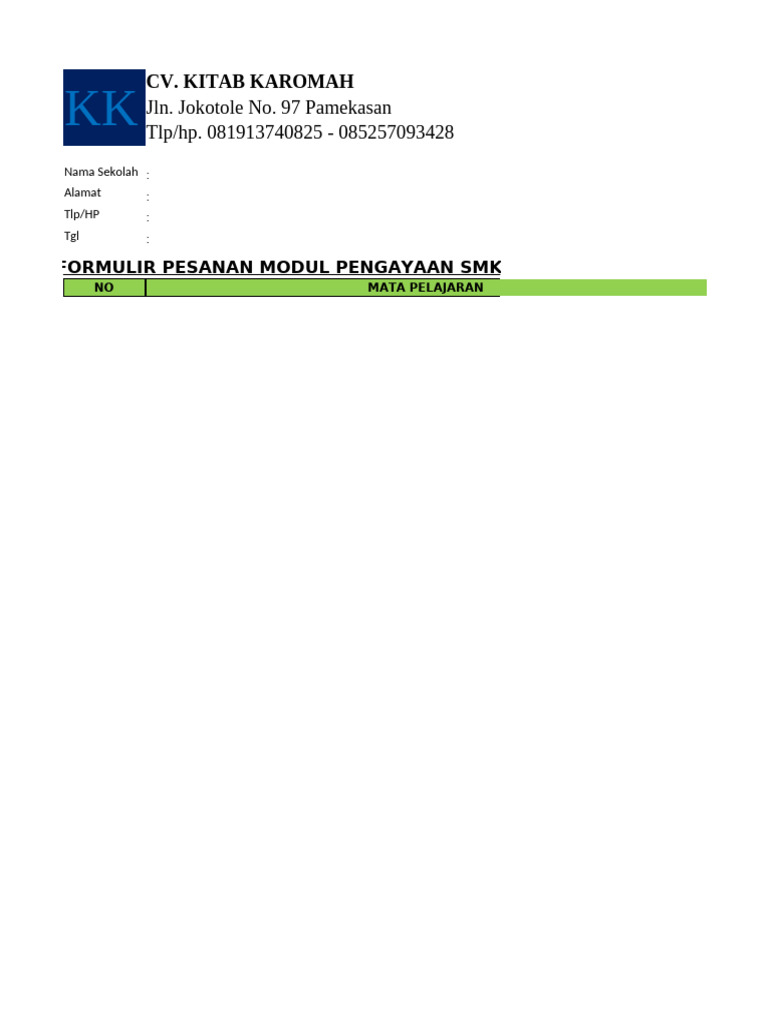 SP Modul SMK - CV - Kitab | PDF