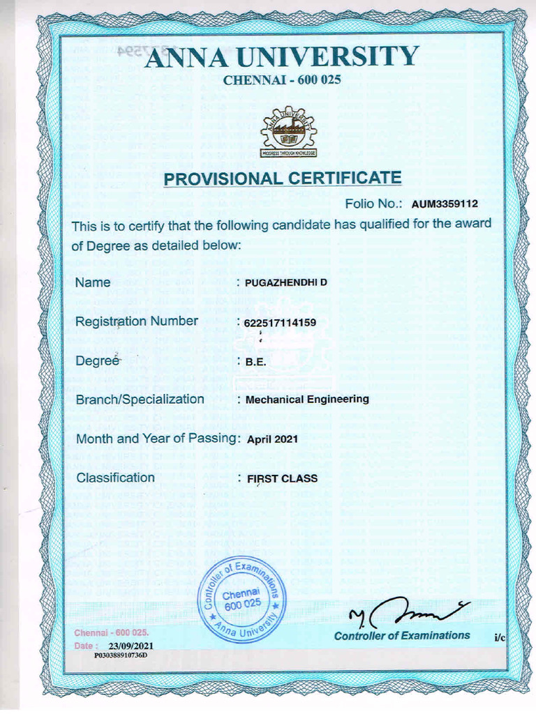 Provisional Certificate | PDF