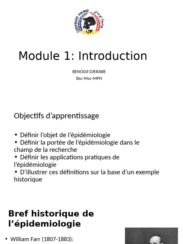 Module1 - Introduction Epidémiologie | PDF | Épidémiologie | Médecine