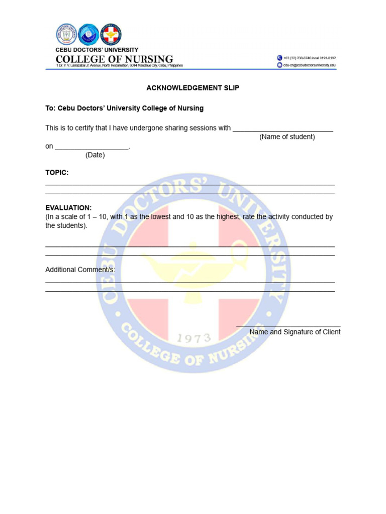ACKNOWLEDGEMENT SLIP - Updated Aug 2023 | PDF
