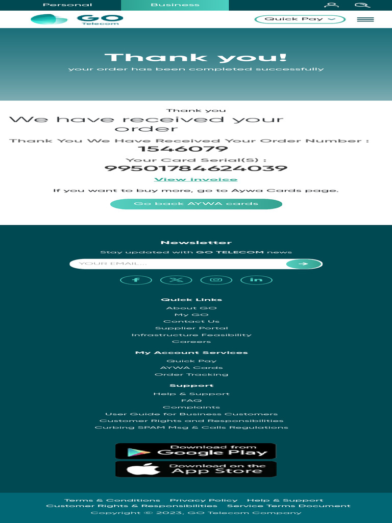 GO Telecom Thank You Aywa | PDF