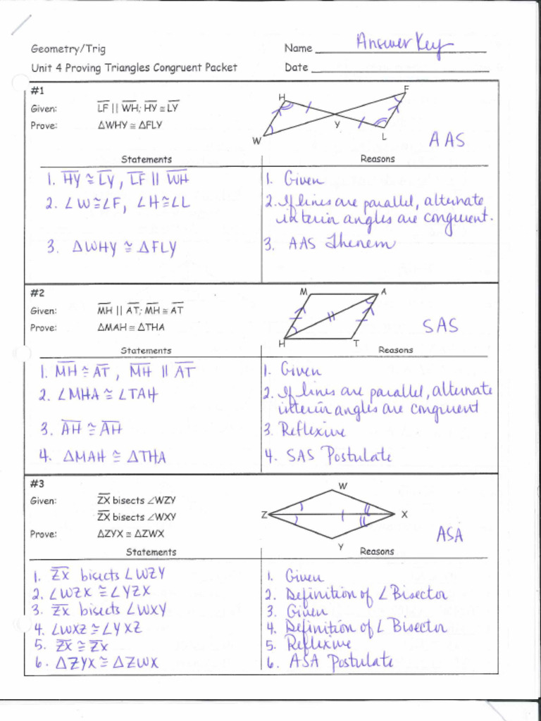 Answer Key - Proofs Packet | PDF