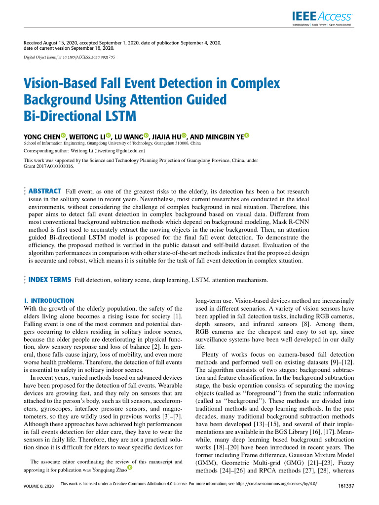 Important - Vision-Based Fall Event Detection in Complex Background Using Attention Guided Bi ...