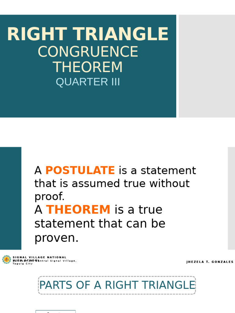 Right Triangle Congruence Theorem 1 | PDF | Elementary Geometry ...