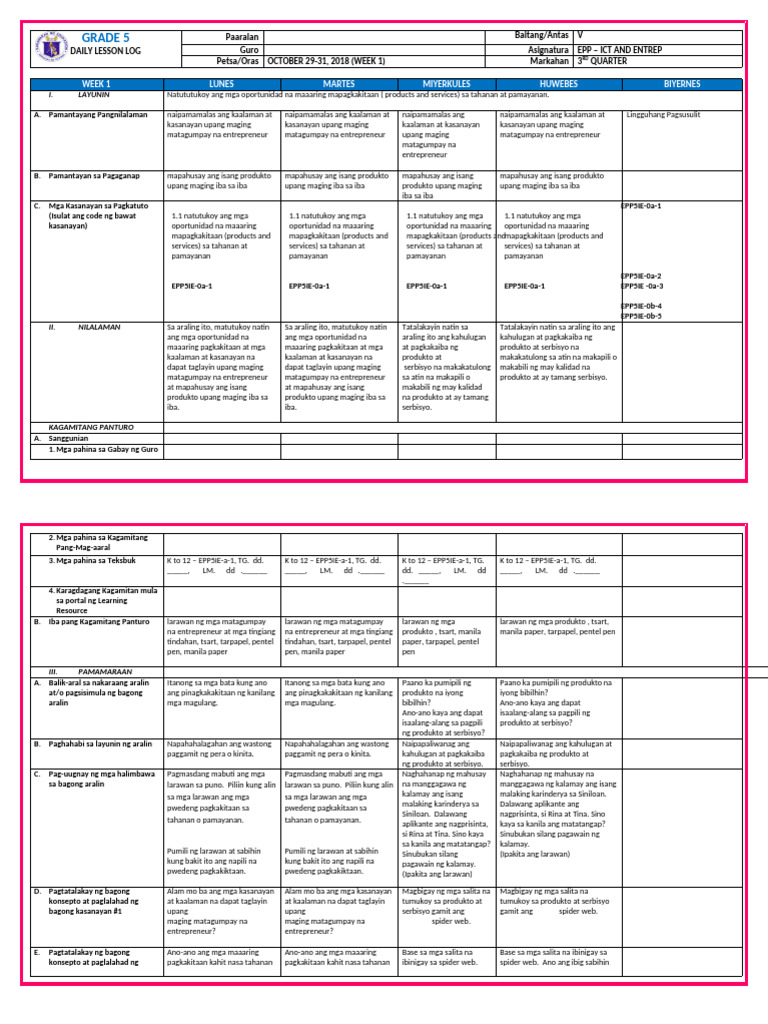 DLL G5 Q3 WEEK 1 | PDF