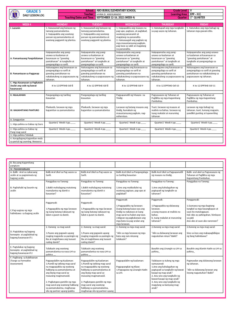 DLL G5 Q2 WEEK 4 | PDF