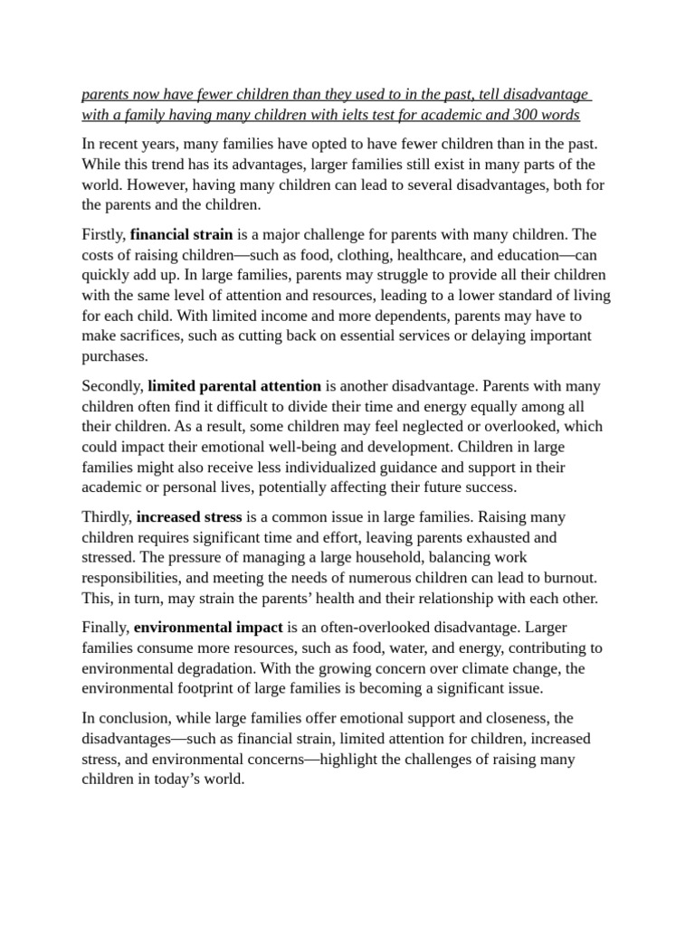 Parents Now Have Fewer Children Than They Used To in The Past | PDF ...