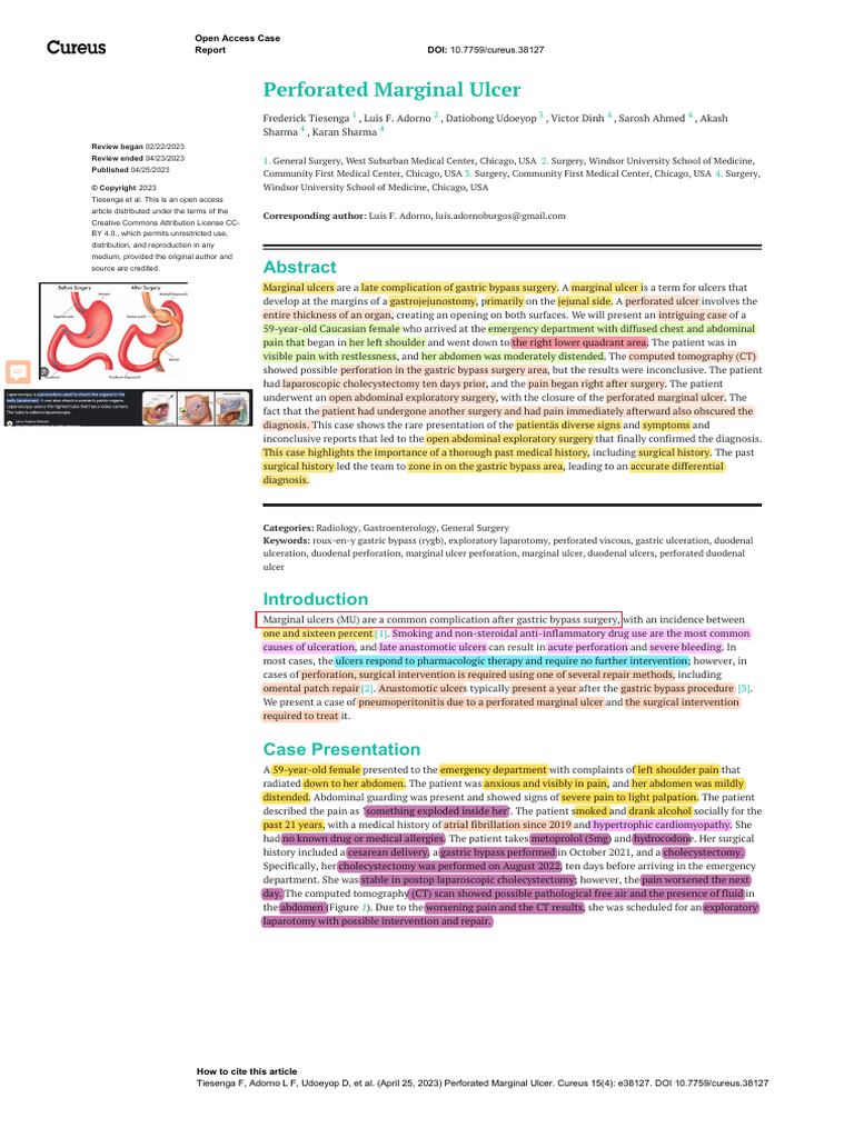 Article-Perforated Marginal Ulcer | PDF | Clinical Medicine | Medical ...