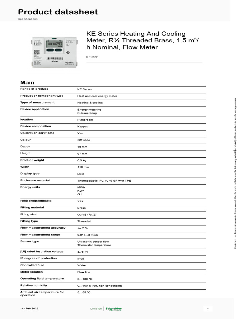 KE Series Heating & Cooling Meter | PDF | Flow Measurement | Sensor