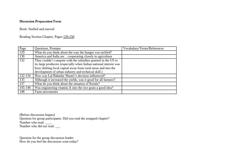 Discussion Preparation Form | PDF