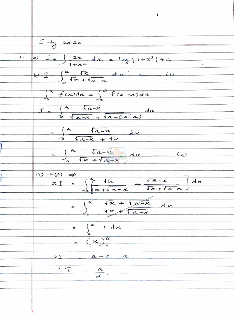 Hsslive Xii Maths CH 7 Integrals Solutions | PDF