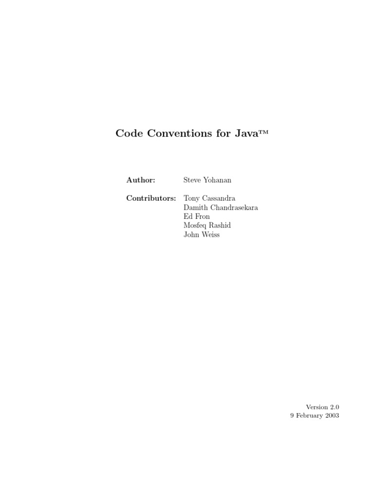 Java Code Conventions Pdf Class Computer Programming Method Computer Programming 0941