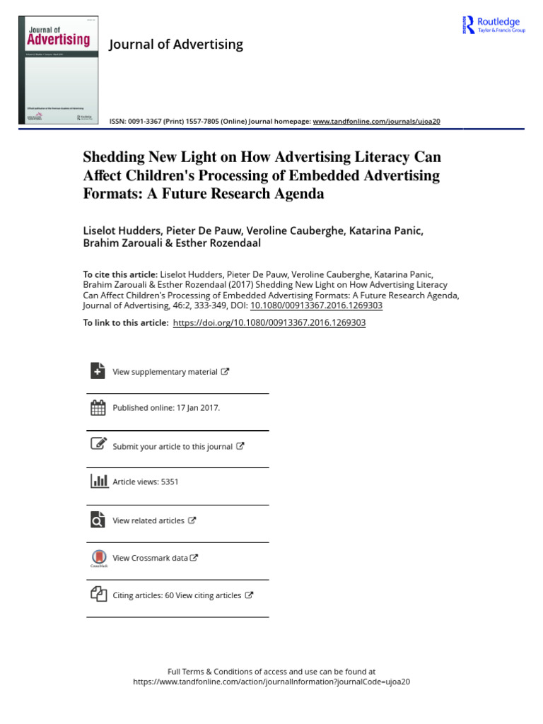 Shedding New Light On How Advertising Literacy Can Affect Children S ...