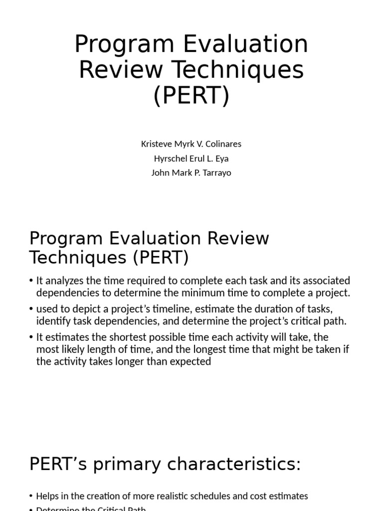 Program Evaluation Review Techniques PERT | PDF