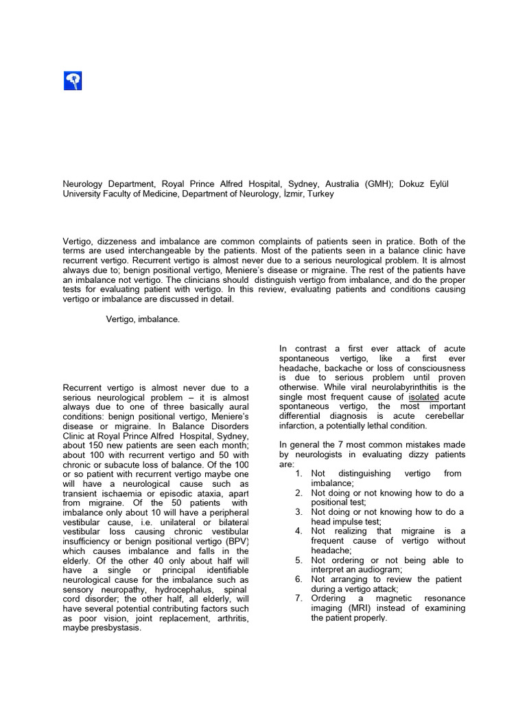 Vertigo_journal | PDF | Vertigo | Vestibular System