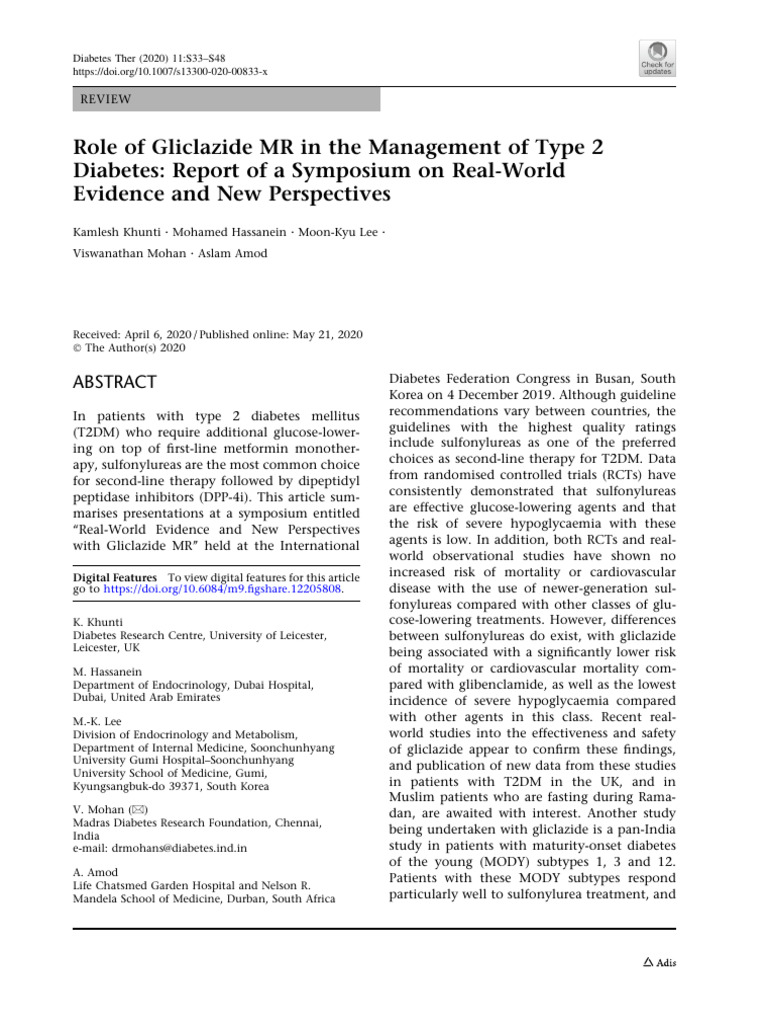Role of Gliclazide MR in The Management of Type 2 Diabetes | PDF ...