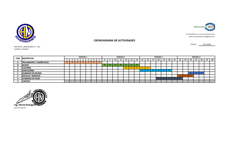 Cronograma Actividades Ampliación TP - Coysosa | PDF