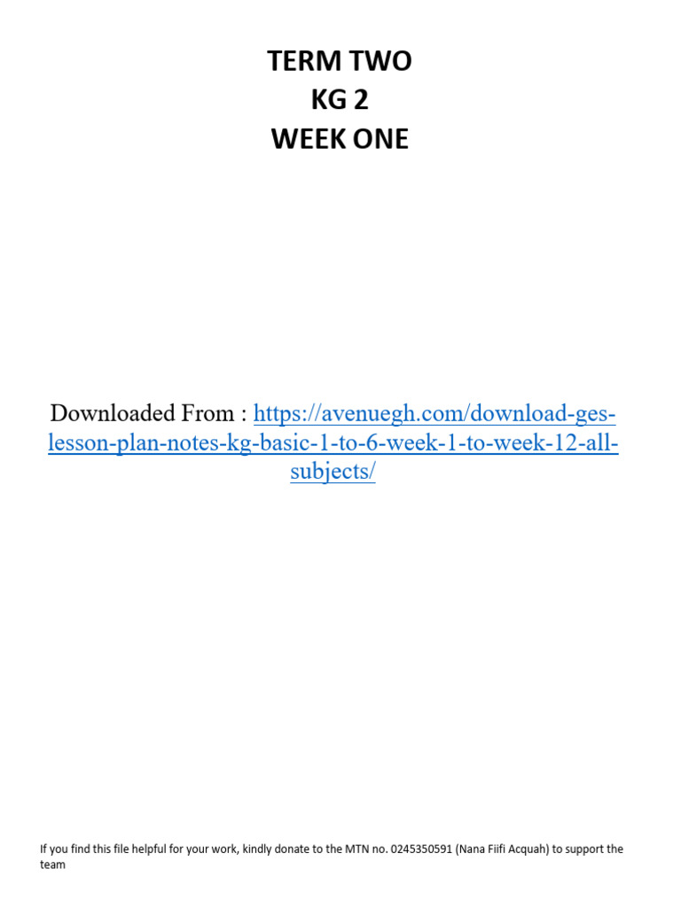 Term 2 KG 2 Week 1 Lesson Plan | PDF | Learning | Creativity