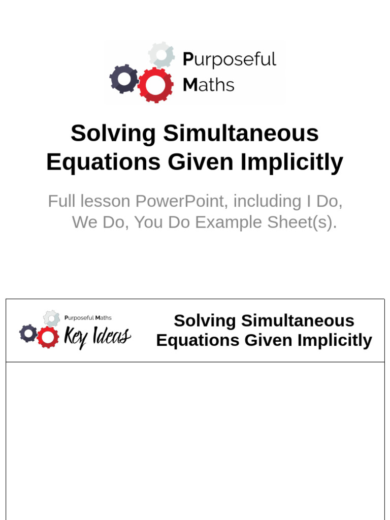 Solving Linear Simultaneous Equations Given Implicitly IWY | PDF | Equations | Mathematics