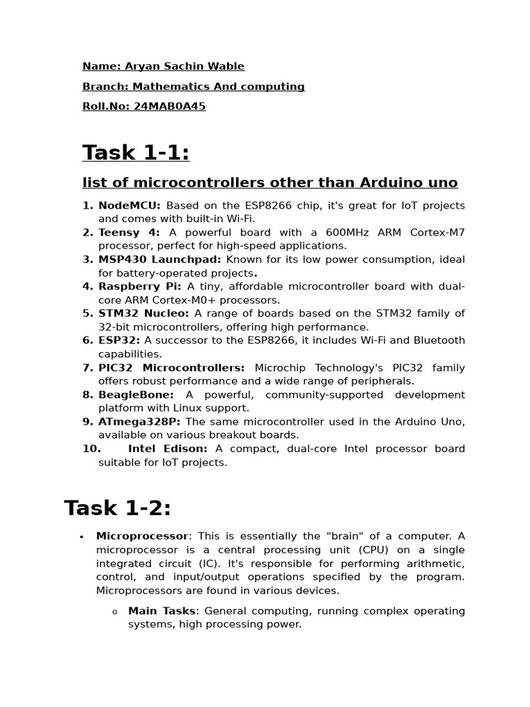 RC Task 1 | PDF | Microcontroller | System On A Chip