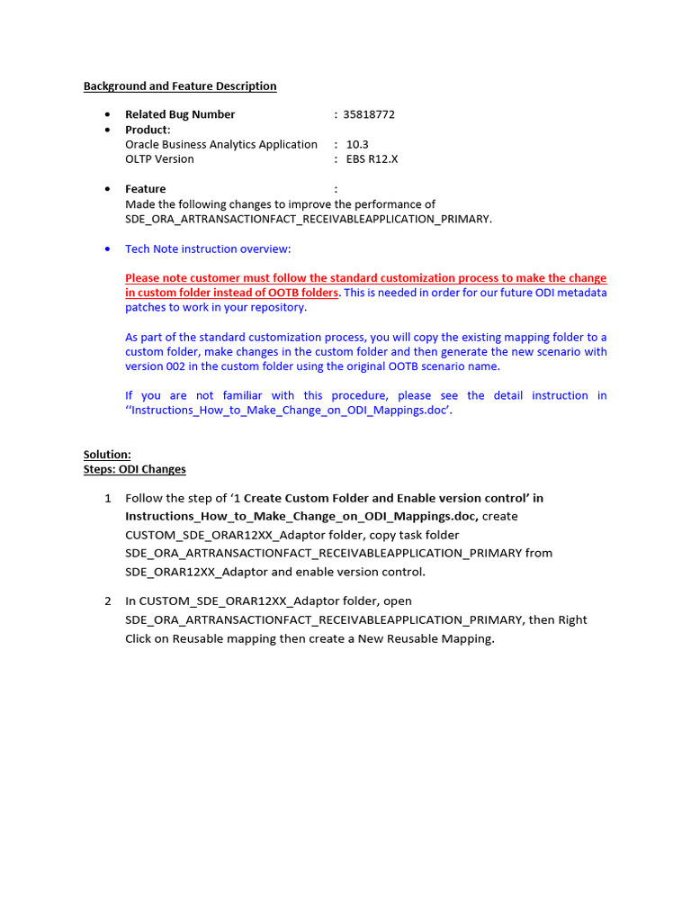 Instruction 35818772 SDE ORA ARTRANSACTIONFACT RECEIVABLEAPPLICATION PRIMARY Perf | PDF ...