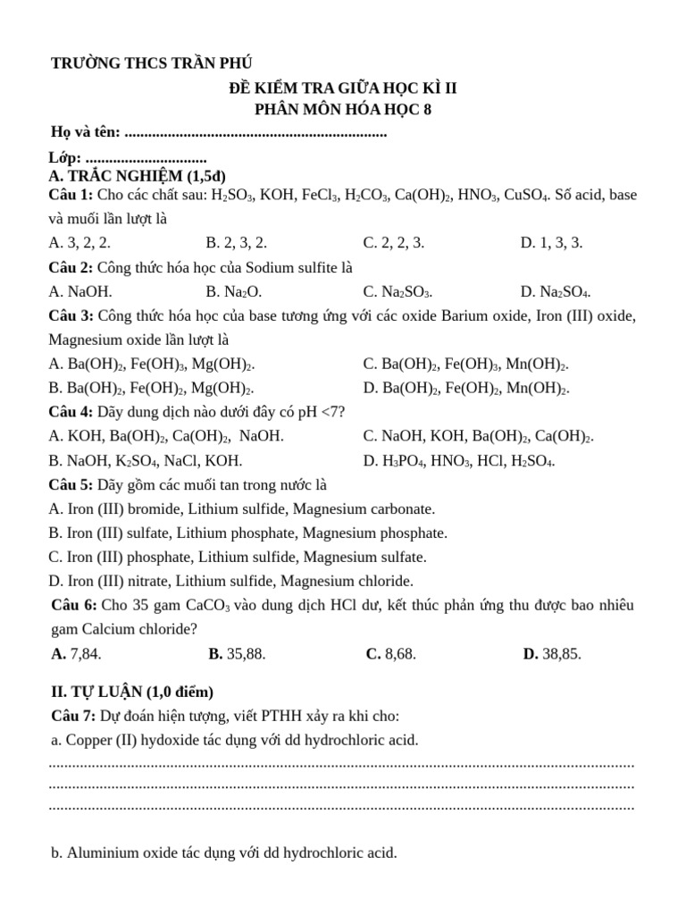 Đề GKII KHTN8 | PDF