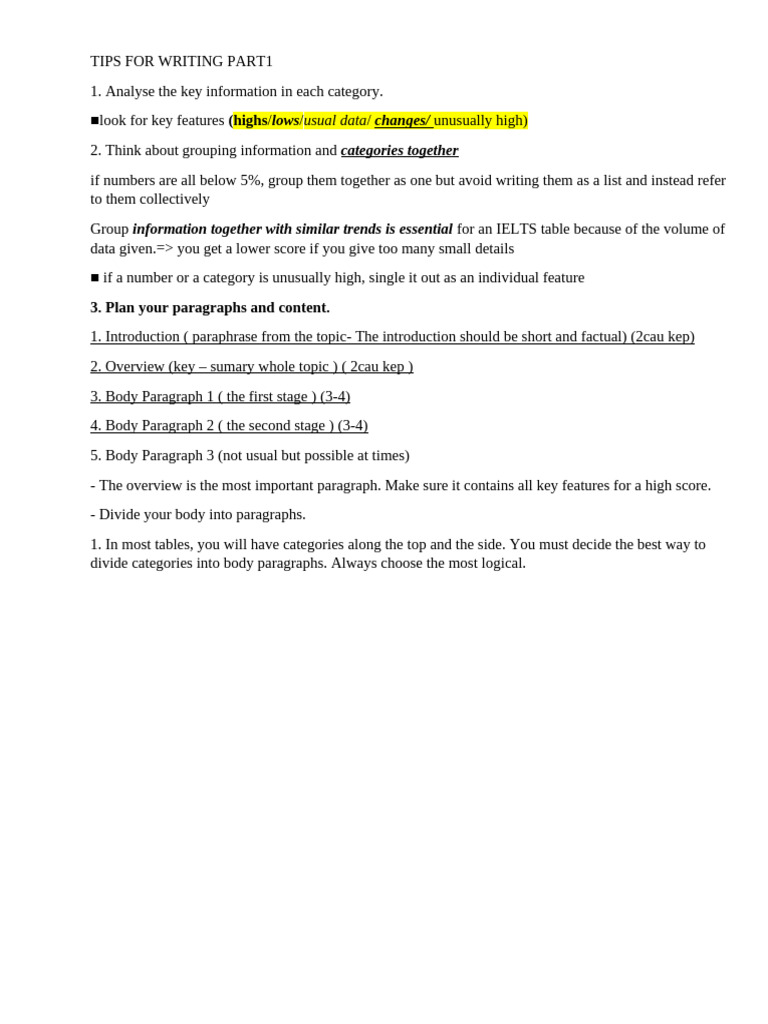 Tip For Writing part 1 | PDF