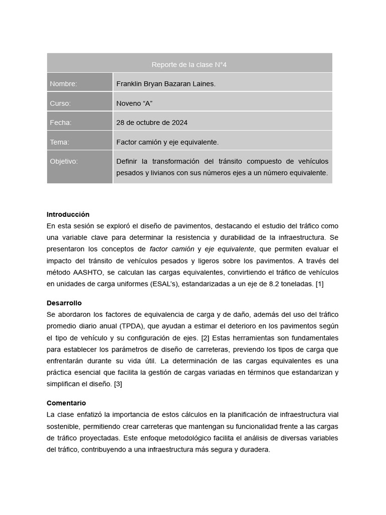 Reporte de La Clase N°4 | PDF | La carretera | Eje